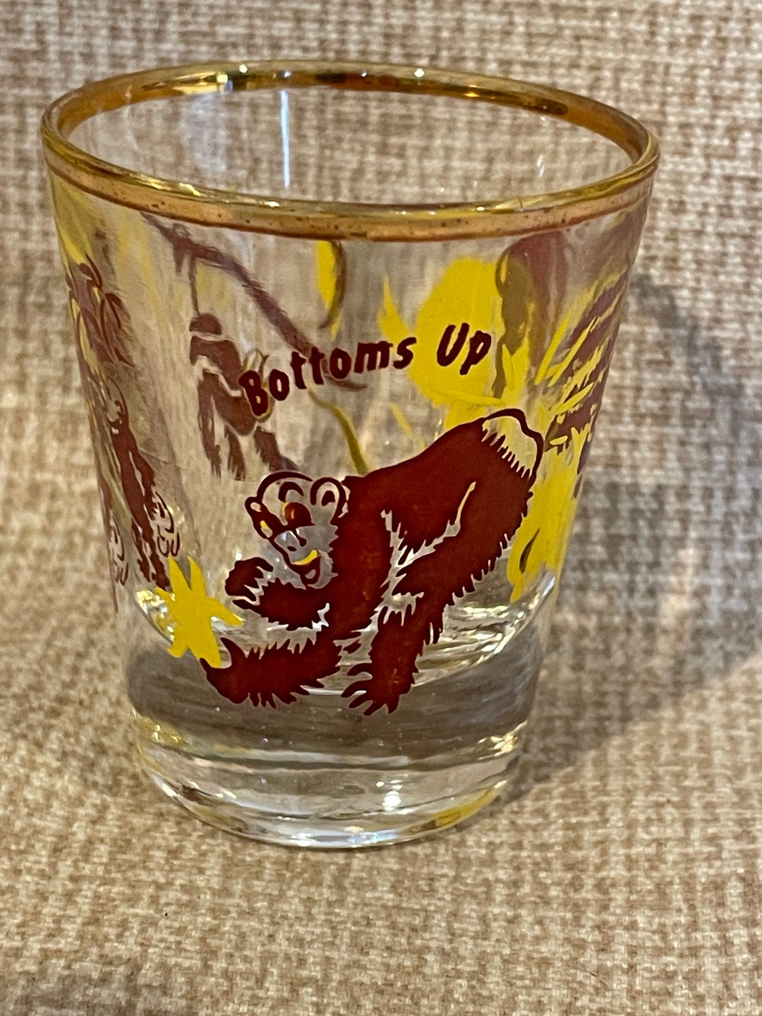 Vintage 1940's Bottoms up Monkey Themed Shot Glass/naughty Bottom's up ...