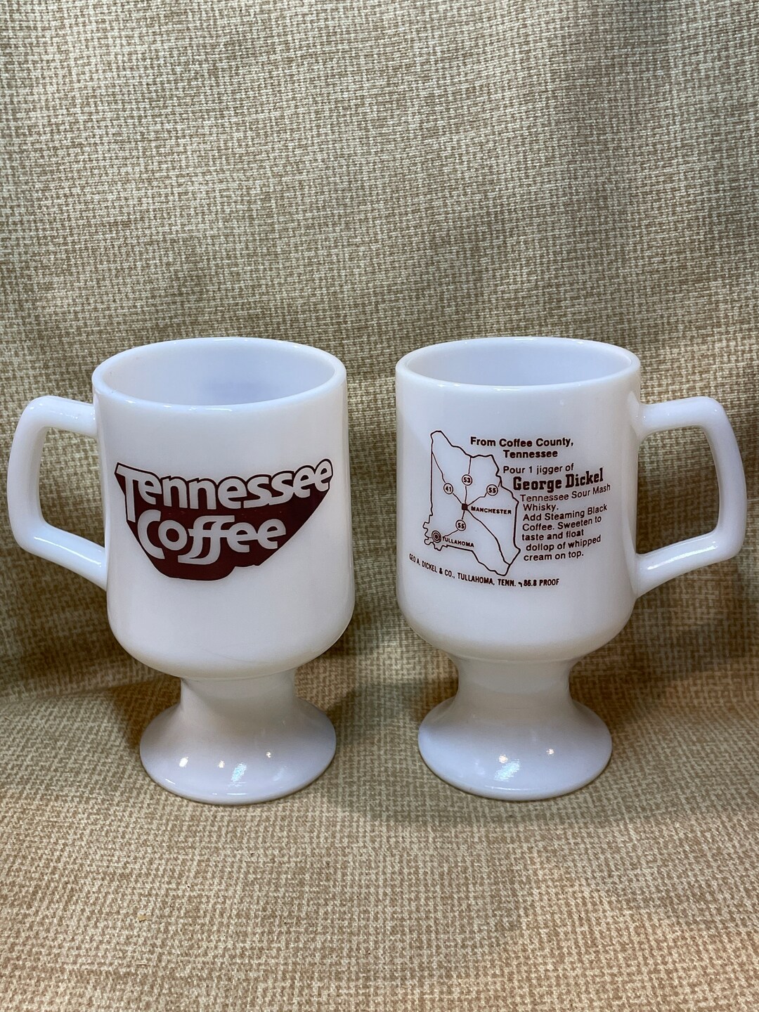 Vintage Milk Glass Tennessee Coffee Pedestal Mugs Set of 2/george ...