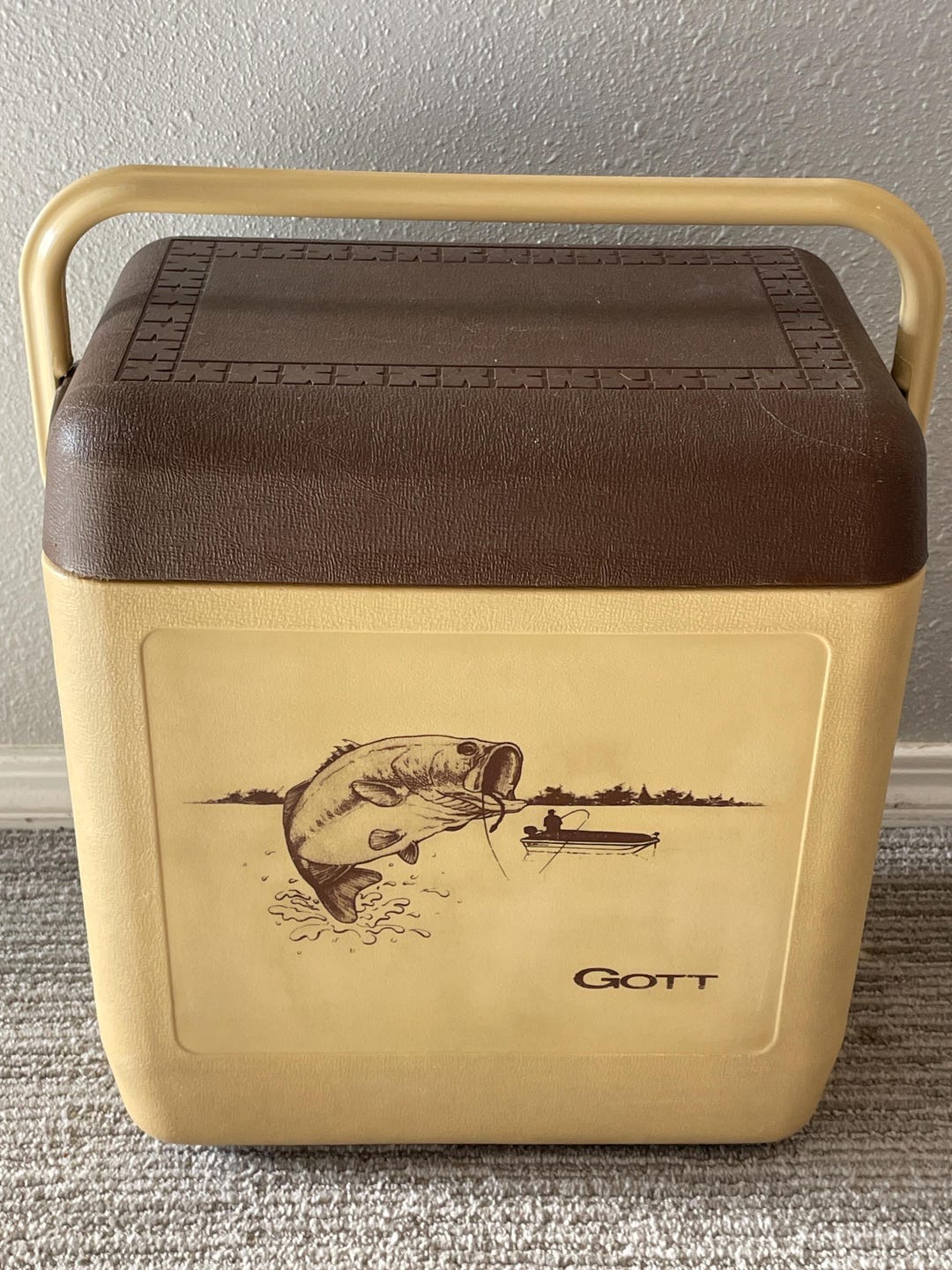Vintage Gott Hunting and Fishing Tan and Brown Cooler/rare GOTT Cooler ...