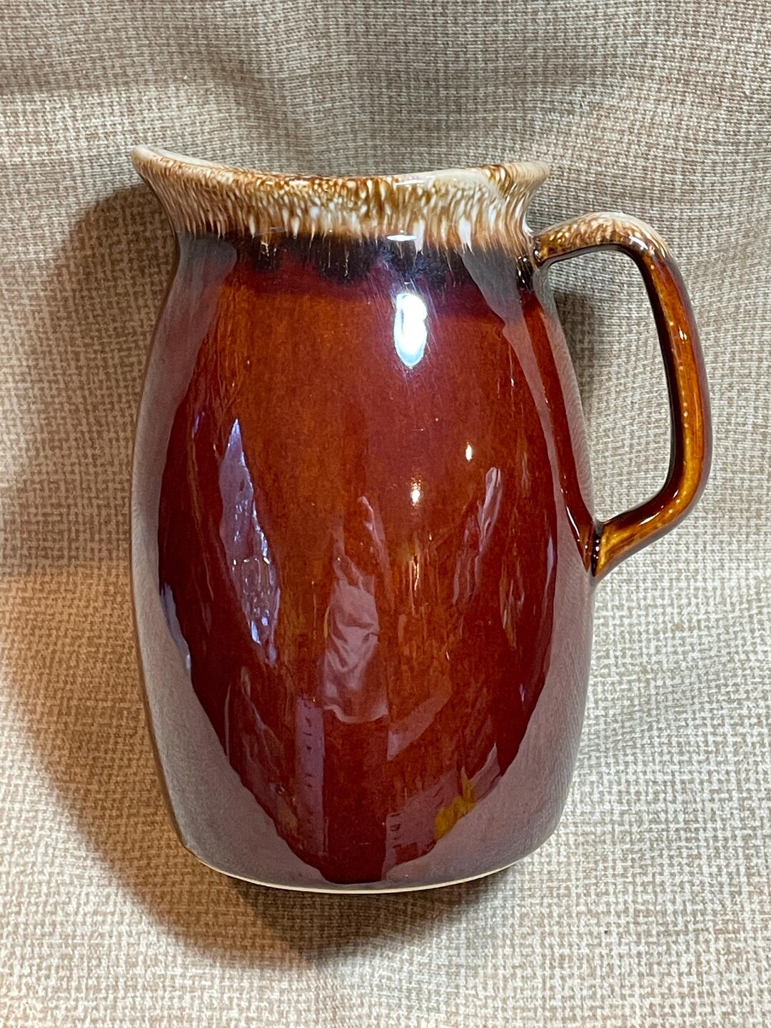 Vintage Hull Pottery Brown Drip Glaze Pitcher/large Pitcher/oven Proof ...