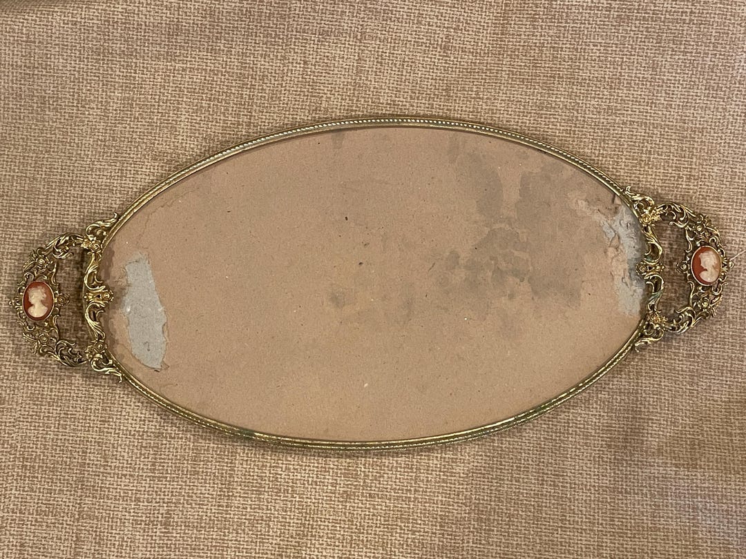 Vintage Hollywood Regency Cameo Oval Large Vanity Tray/filagree Oval ...