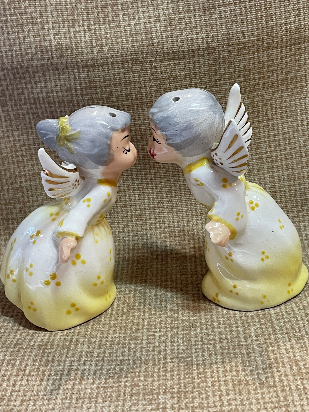 Vintage Napco Ceramic Kissing Angels Salt and Pepper Shakers/angel Salt ...