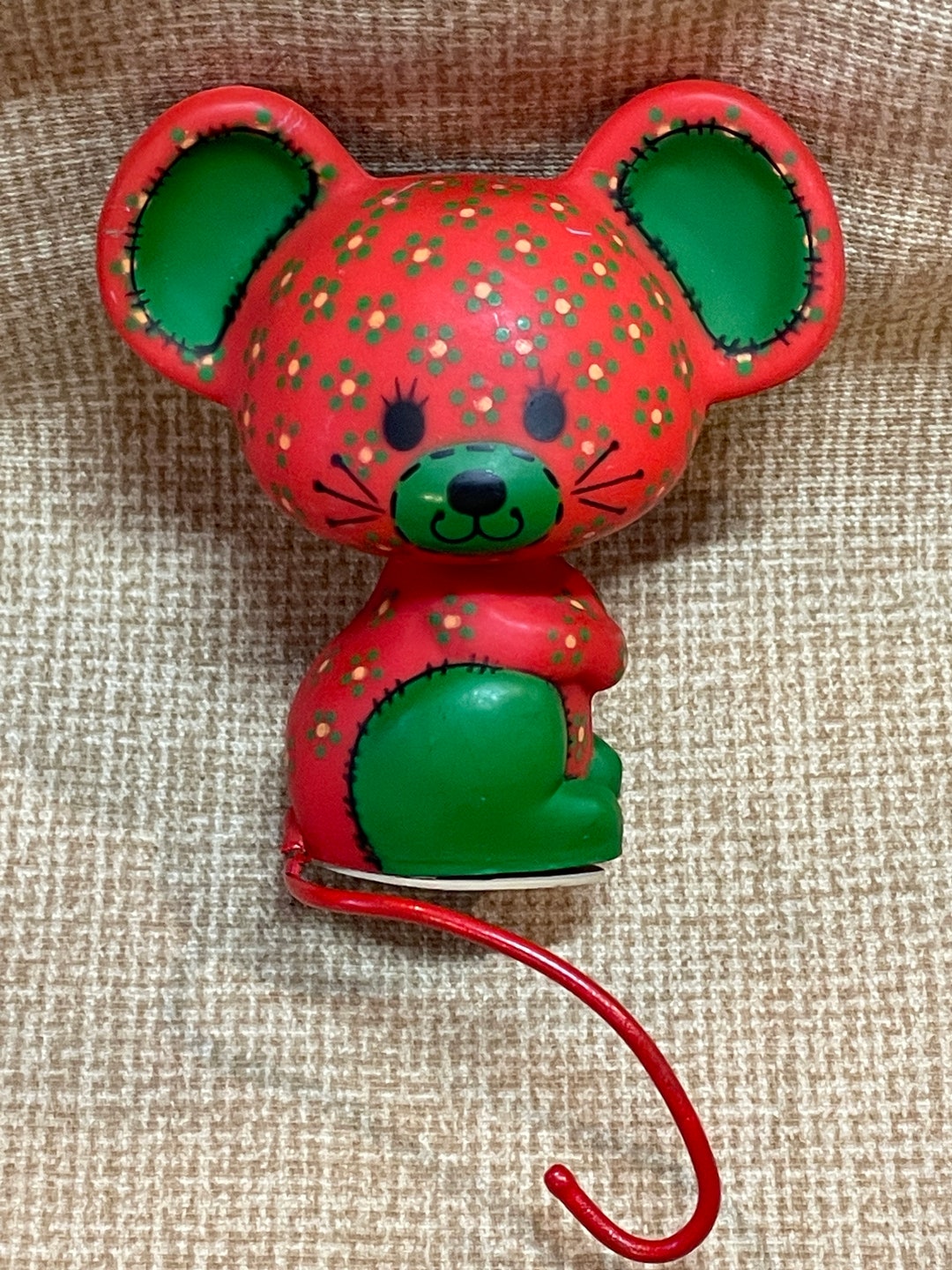 Vintage RARE 1977 Hallmark Calico Mouse Stocking Holder/red and Green ...