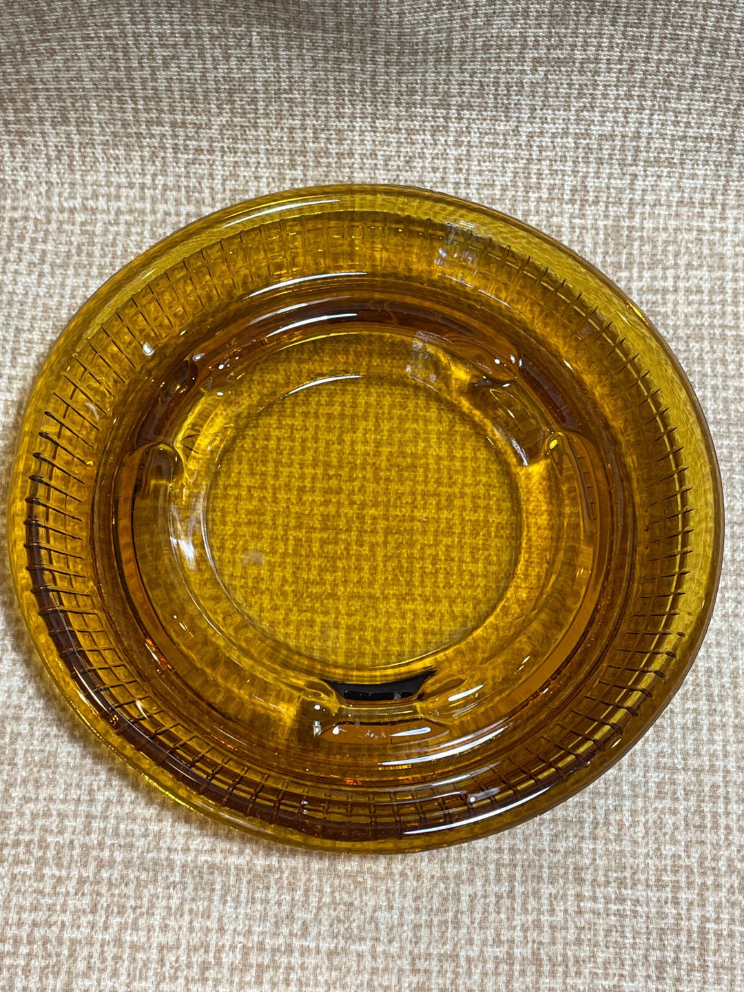 Vintage MCM Amber Glass Small Round Ashtray/home Decor/glass Ashtray ...