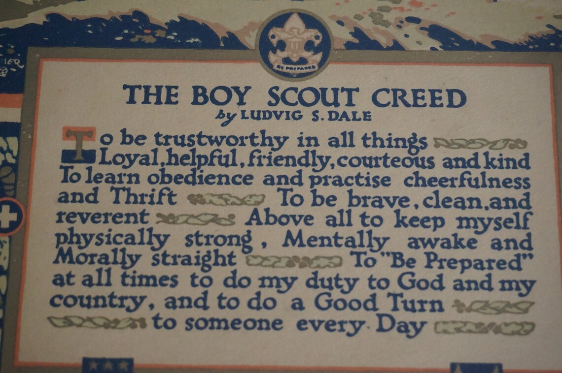 Vintage Framed Boy Scouts Creed 1923/Boy Scout Creed by Ludvig | Etsy