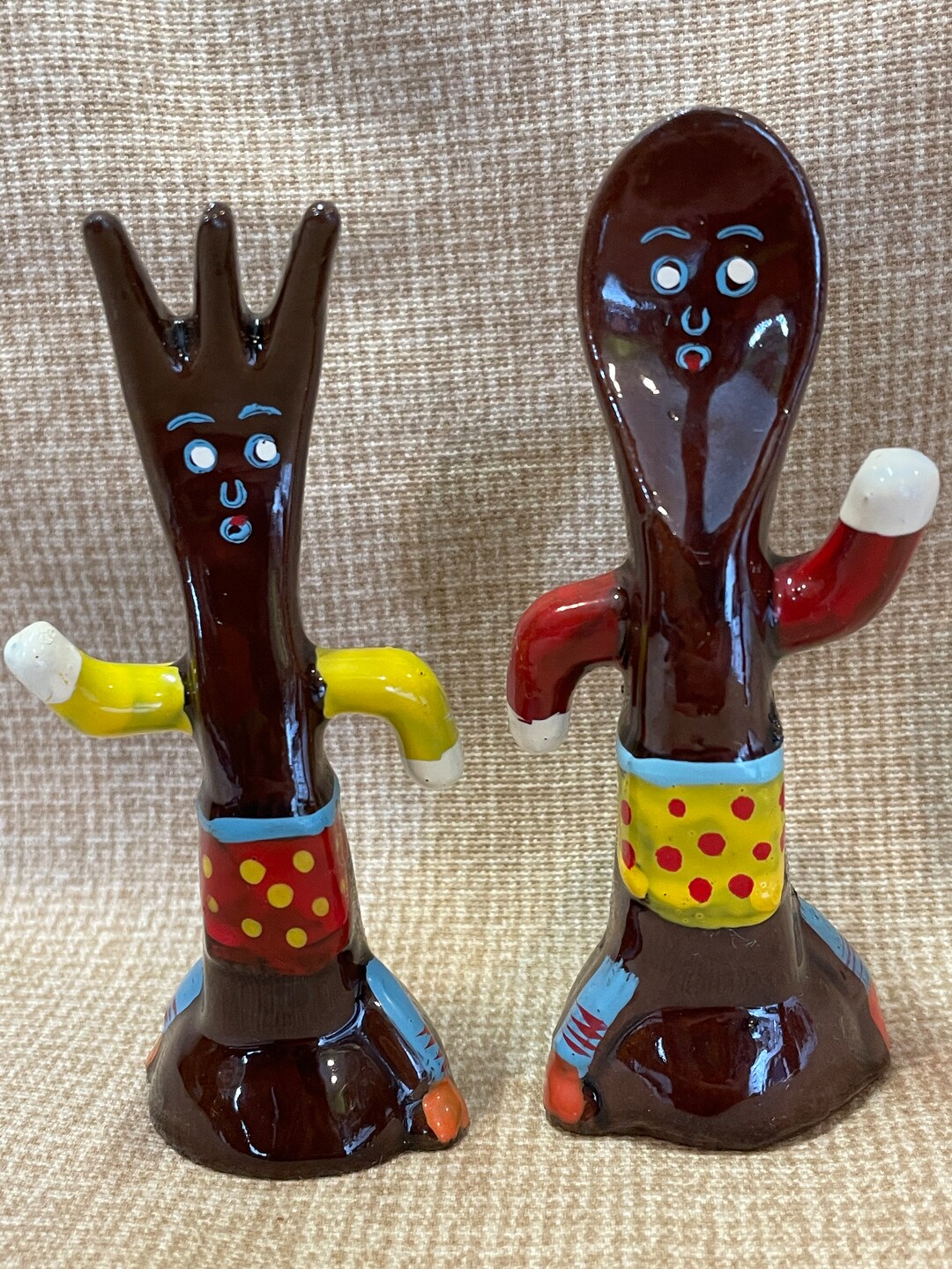 Vintage 1950's Fork and Spoon Salt and Pepper Shakers/athropomorohic ...