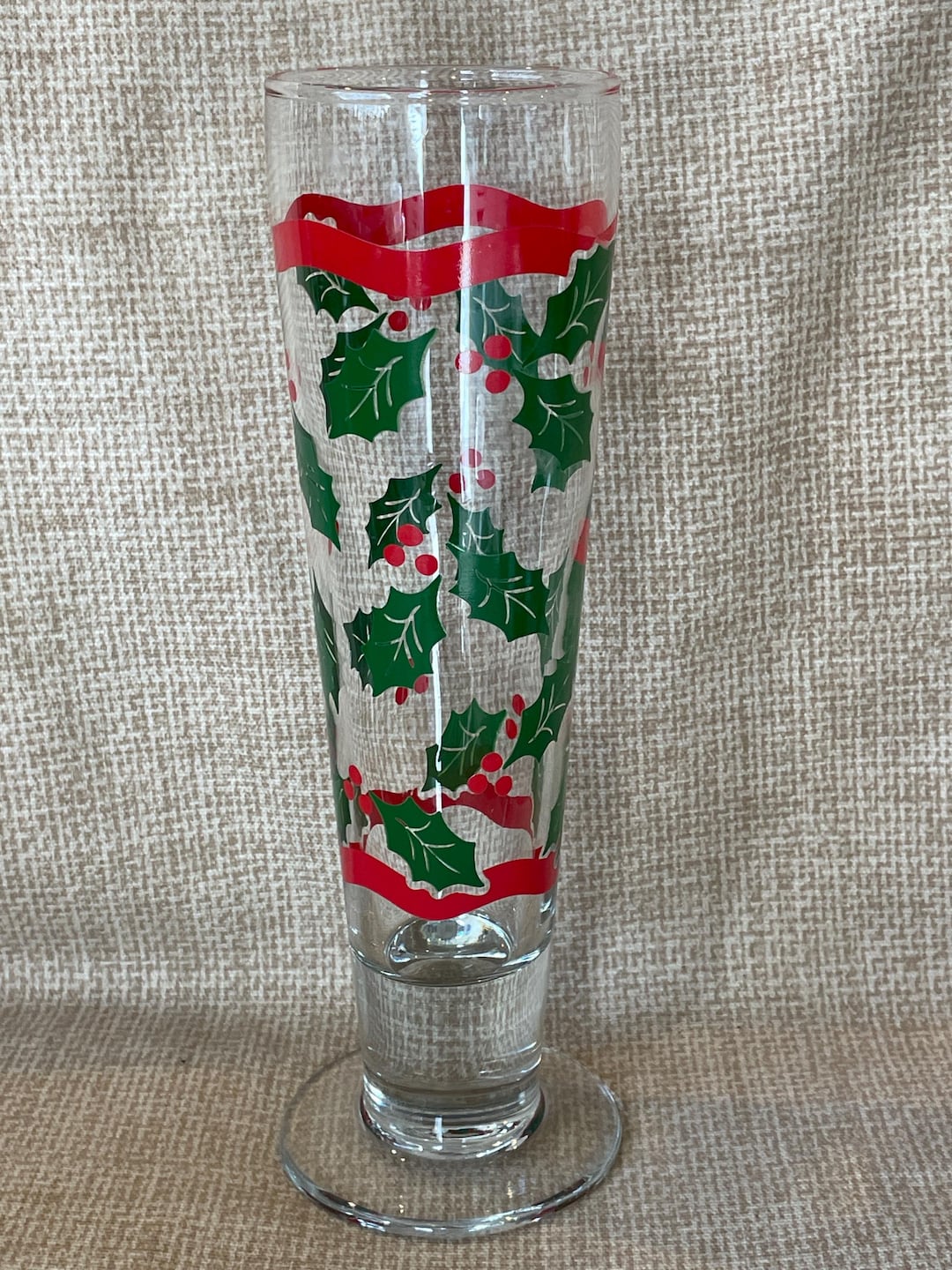 Vintage Rare Indiana Glass Holly Tall Pilsner Glass/tall Indiana Glass ...