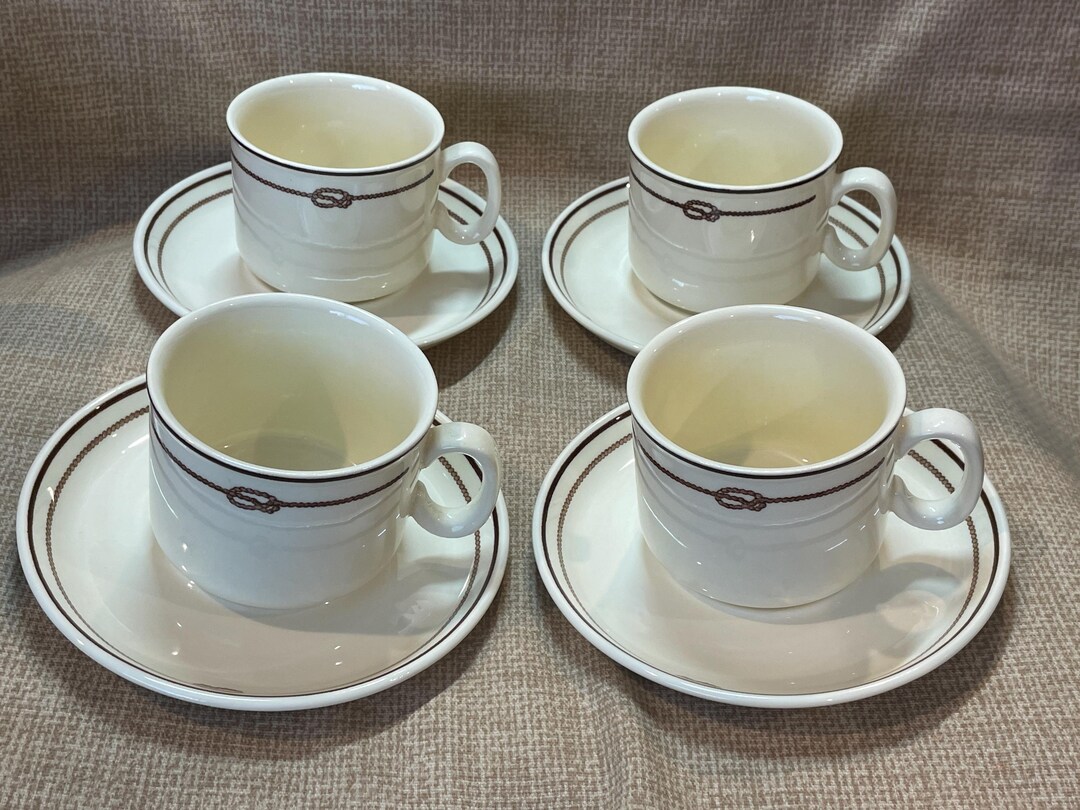 Vintage J & G Meakin Rodeo Pattern Cup and Saucer Set of 4/rodeo Cowboy ...