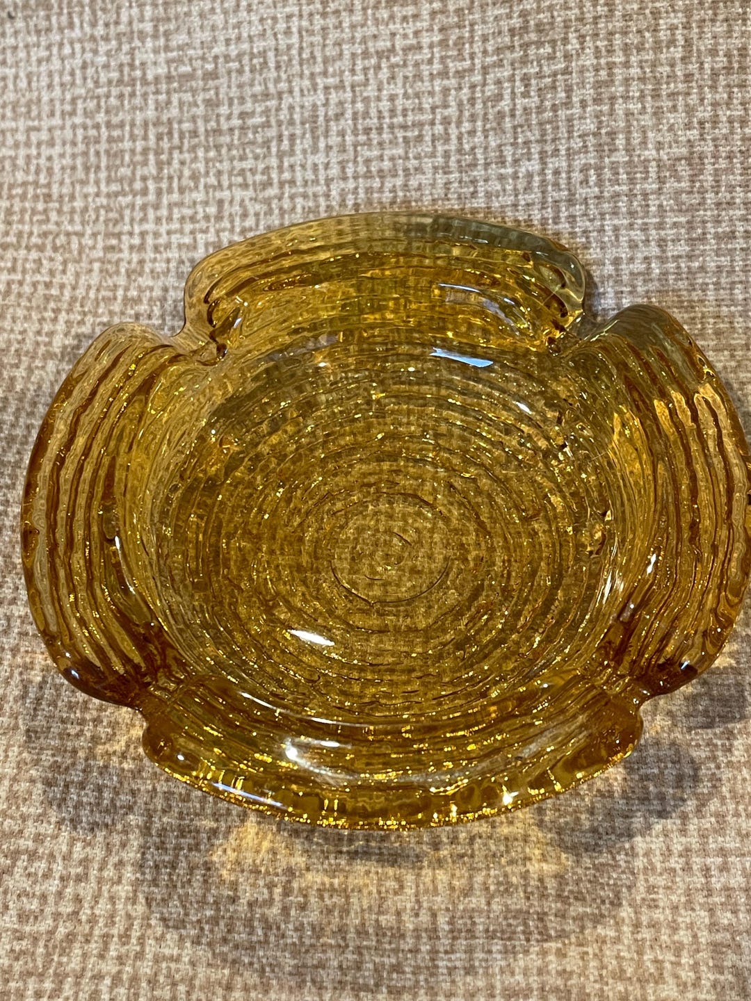 Vintage Anchor Hocking Sereno Gold 1970's Glass Ashtray/4 Inch 70s ...
