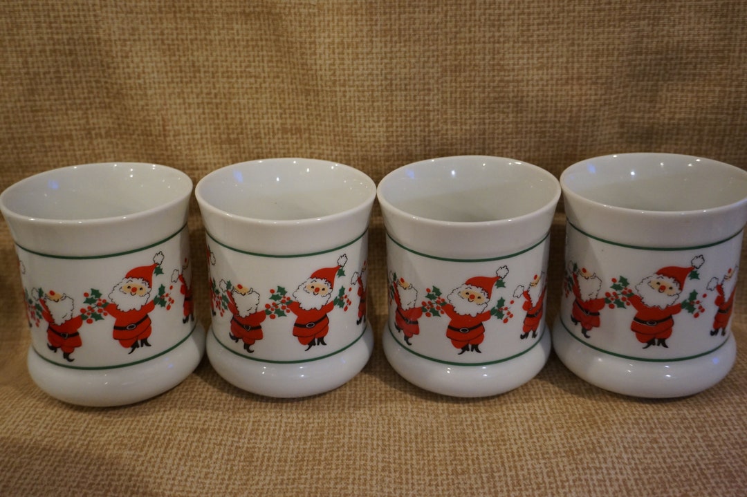 Vintage Dancing Santas With Holly Takahashi Mugs Set of 4/takahashi ...