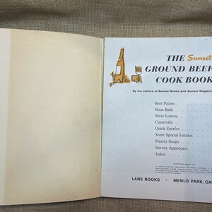 Vintage the Sunset Ground Beef Cookbook 1971 Edition/cookbook/kitchen ...