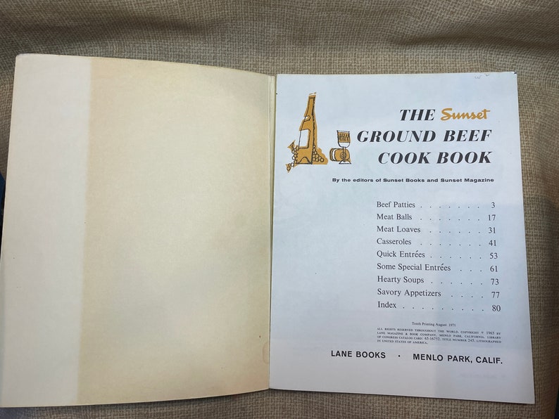 Vintage the Sunset Ground Beef Cookbook 1971 - Etsy