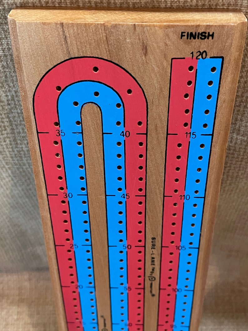 Vintage 1983 Sure Lane Continuous Track Cribbage Board/solid Hardwood ...