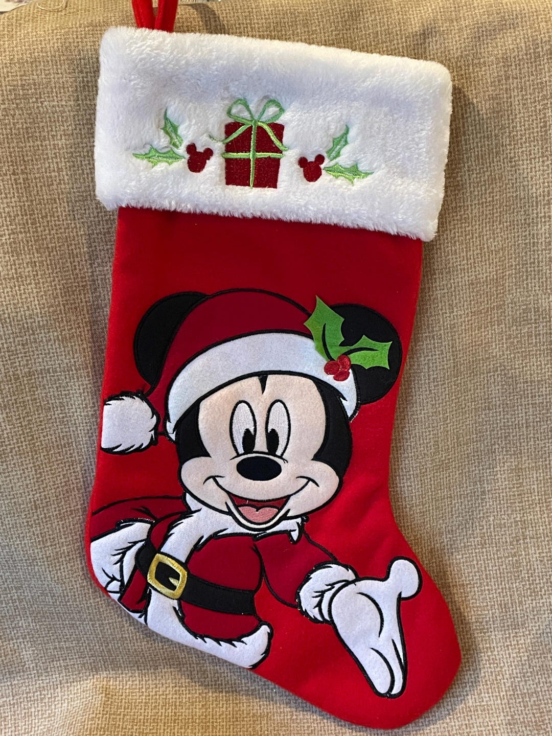 Vintage Mickey Mouse Christmas Stocking/appliquéd Mickey Mouse Stocking ...