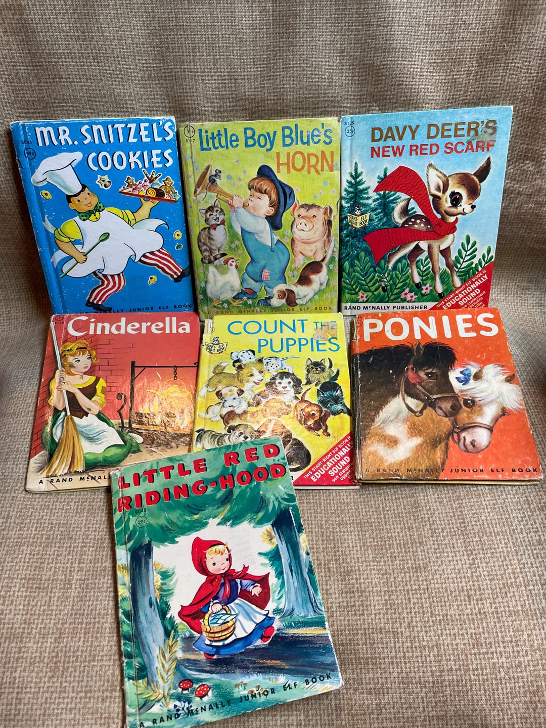 Vintage 50's Rand Mcnally Junior Elf Books Set of 7/60s Rand Mcnally Jr ...