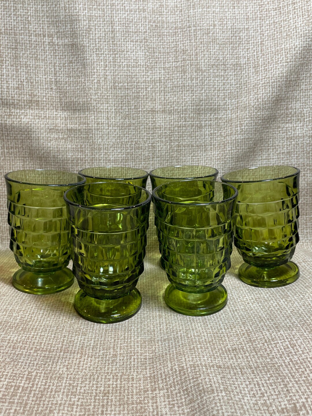 Vintage Indiana Glass Whitehall Green Juice Glasses Set of 2/whitehall ...