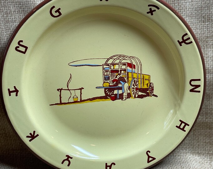 Vintage 50's Monterrey Western Ware Enamel Dinner Plate/cowboy Enamel ...