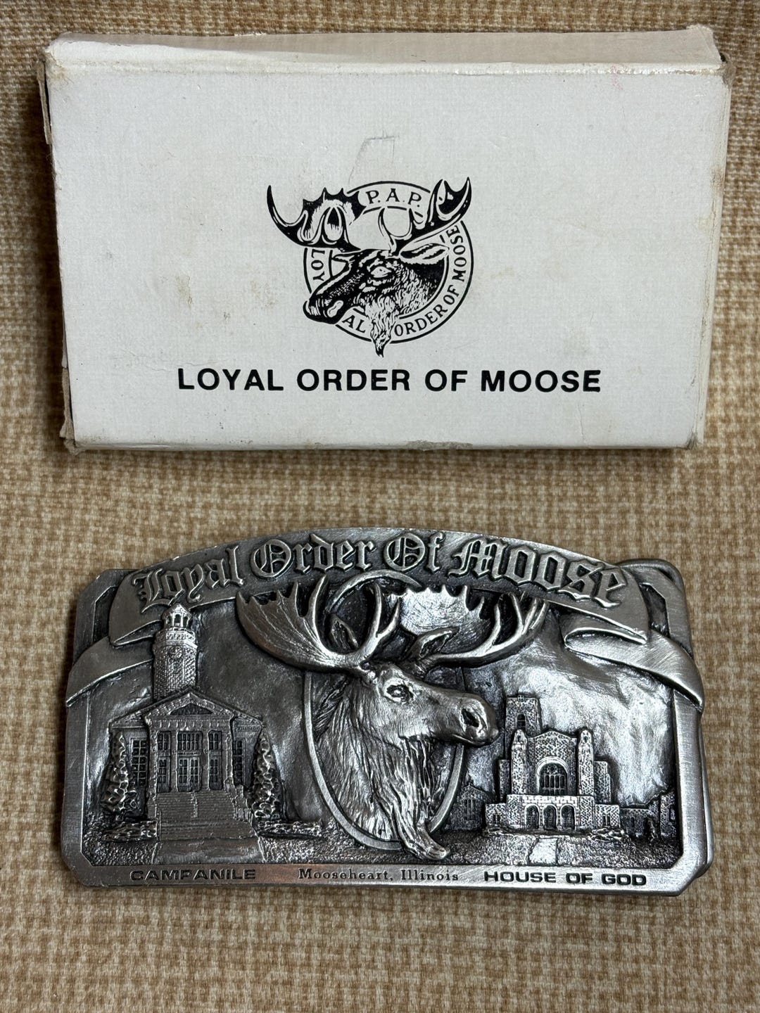Vintage 1983 Loyal Order of Moose Exclusive Belt Buckle/campanile/house ...