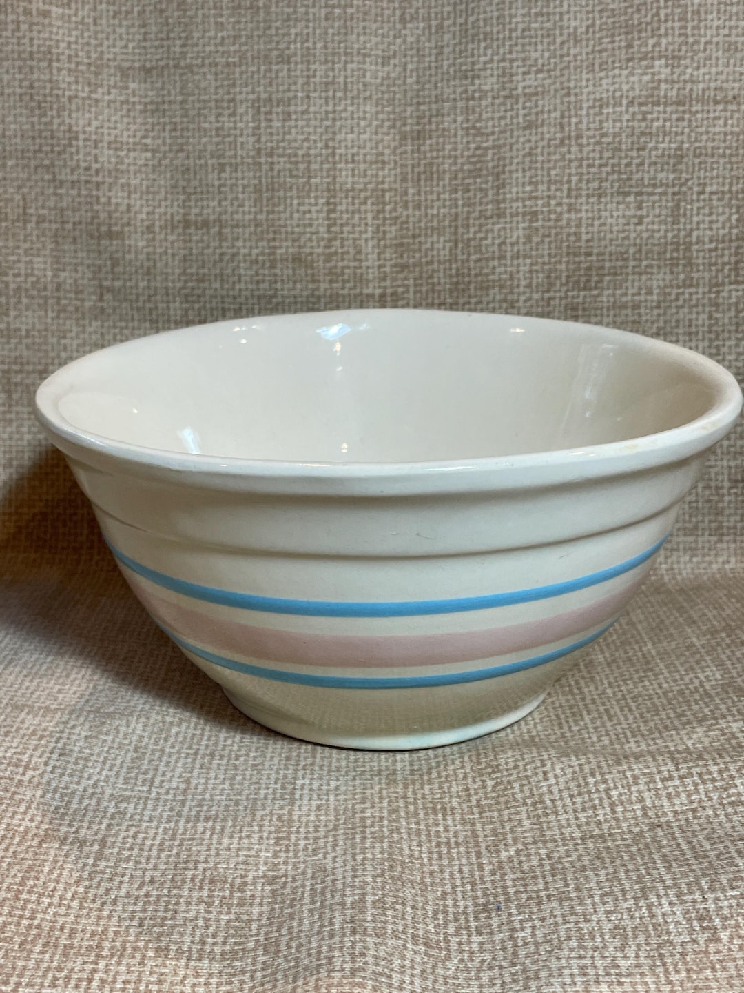 Vintage #8 Ovenware USA Stoneware Banded Bowl/40's Kitchen Bowl/watts ...