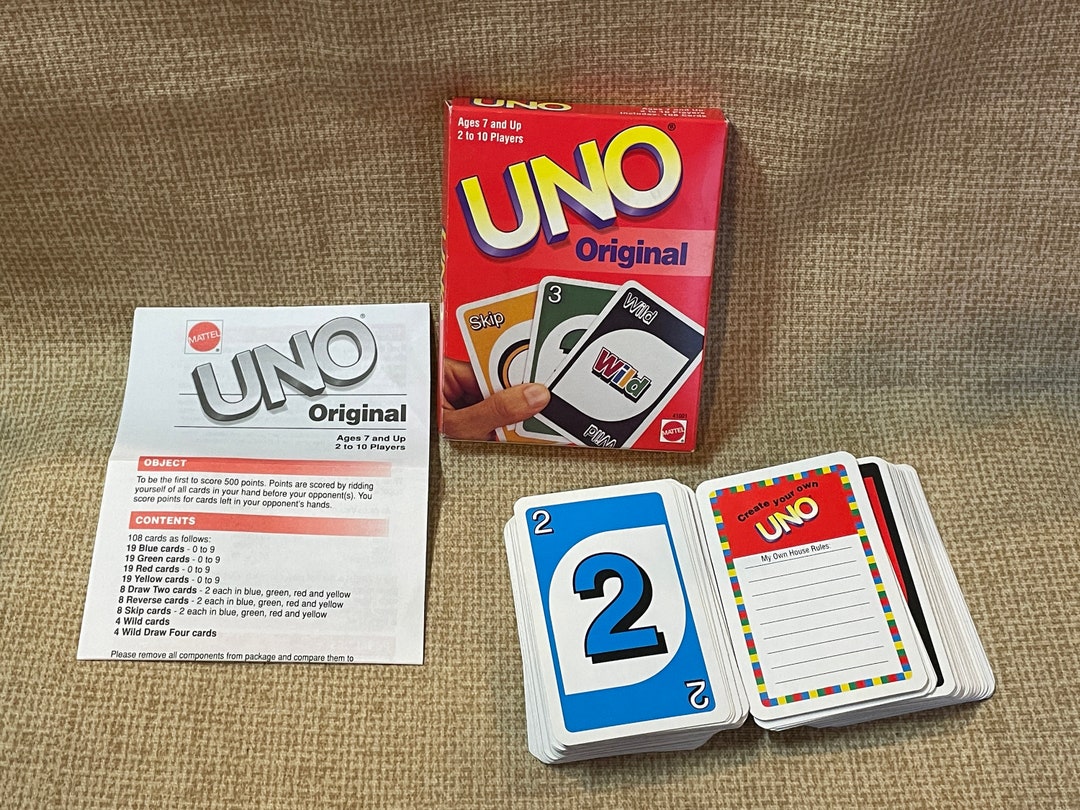 Vintage UNO 1999 Edition/uno Mattel Card Game/family Game Night/uno ...
