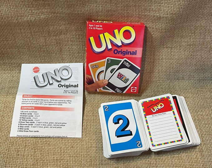 Vintage UNO 1999 Edition/uno Mattel Card Game/family Game Night/uno ...
