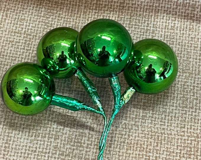 Vintage 60's Green Glass Mercury Ball Picks/green Glass Floral Picks ...