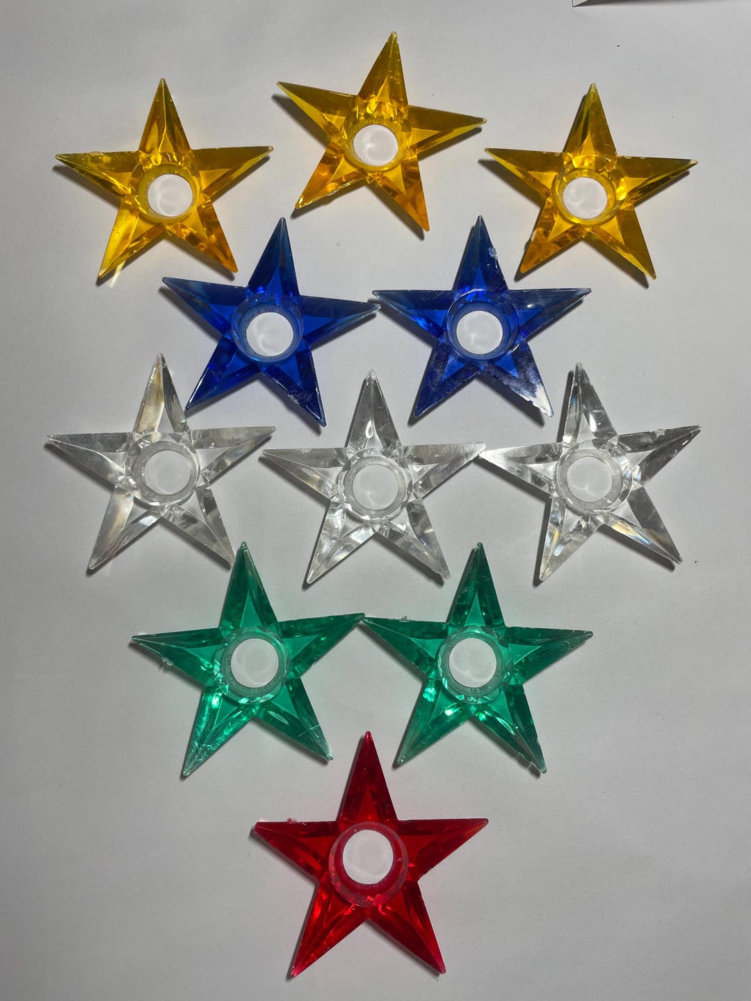 Vintage Christmas Acrylic Star Shaped Light Reflectors Set of 11/red ...