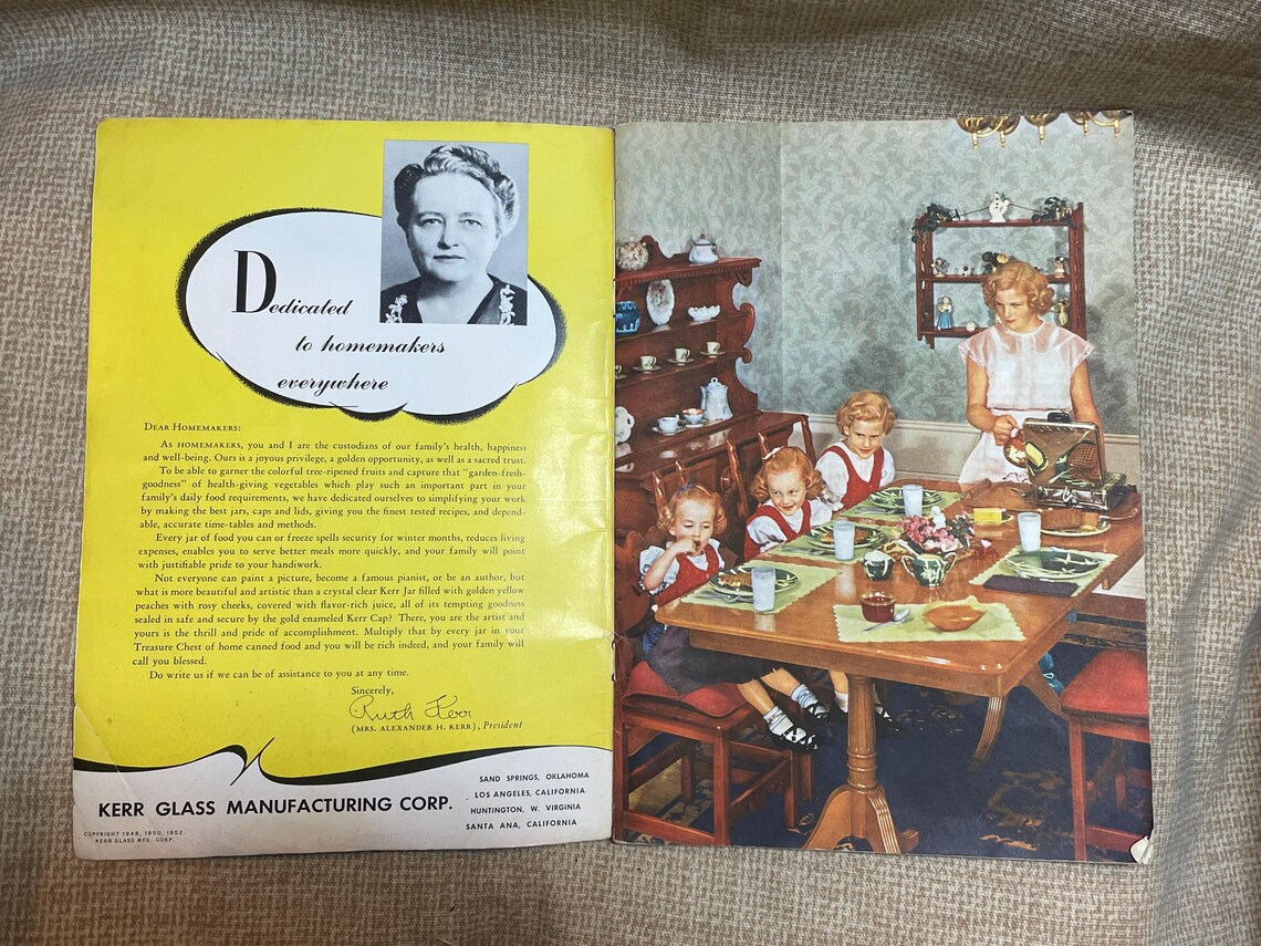 Vintage 1952 Kerr Home Canning Book/kerr Canning Book/50's Canning Book ...