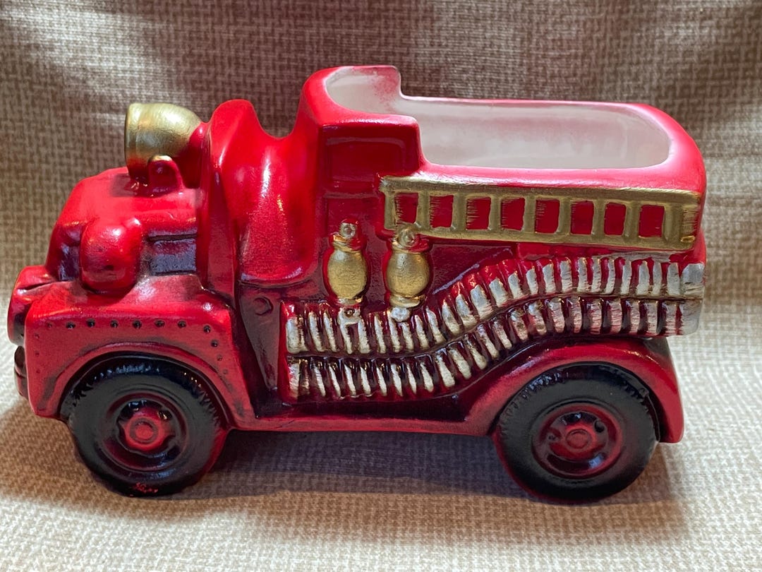 Vintage Relpo Red Fire Truck Planter Vase/relpo Vase/fire Truck/home ...