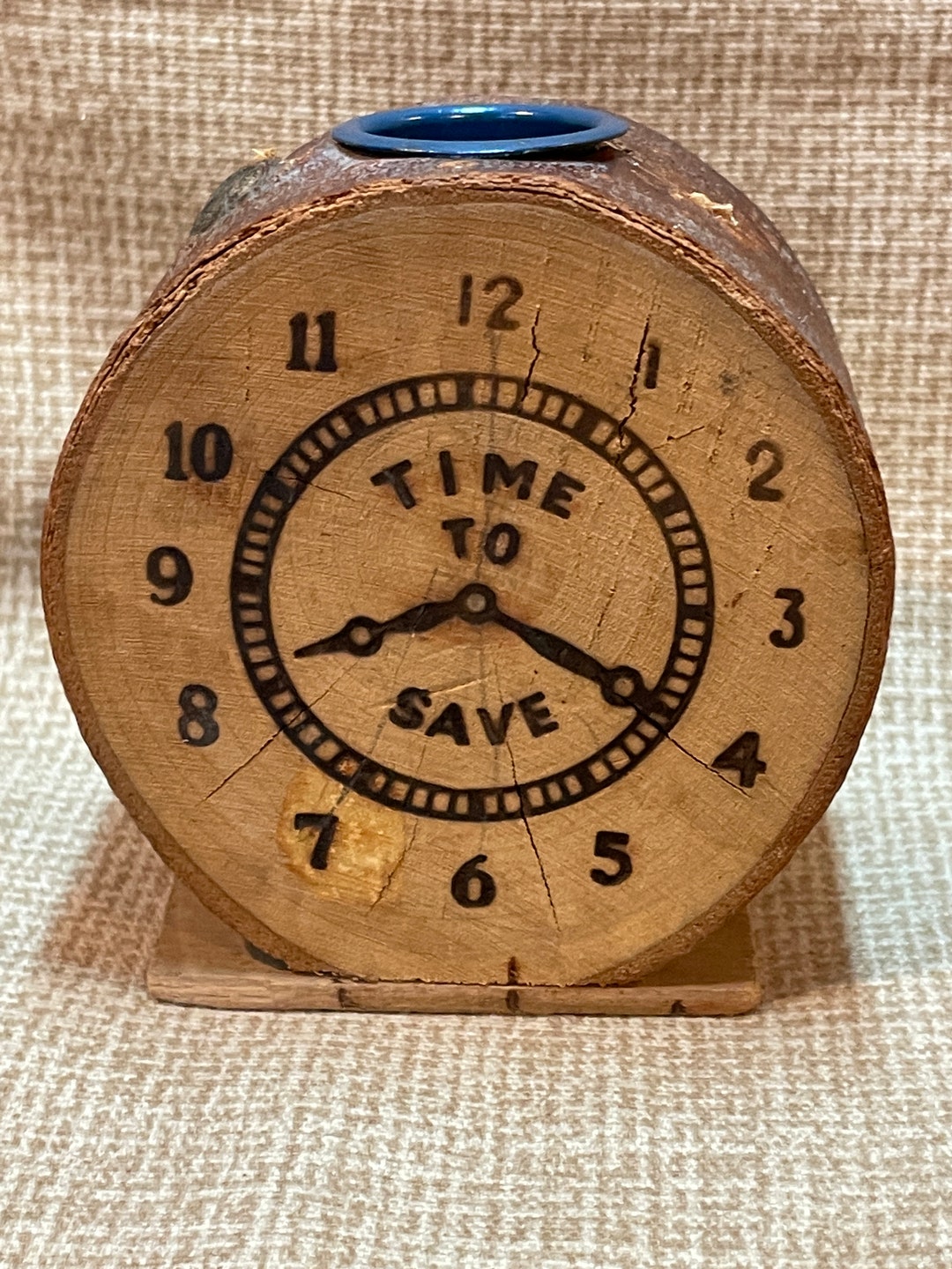 Vintage 1950's Wood Small Clock Bank/time to Save Wood Clock Bank ...
