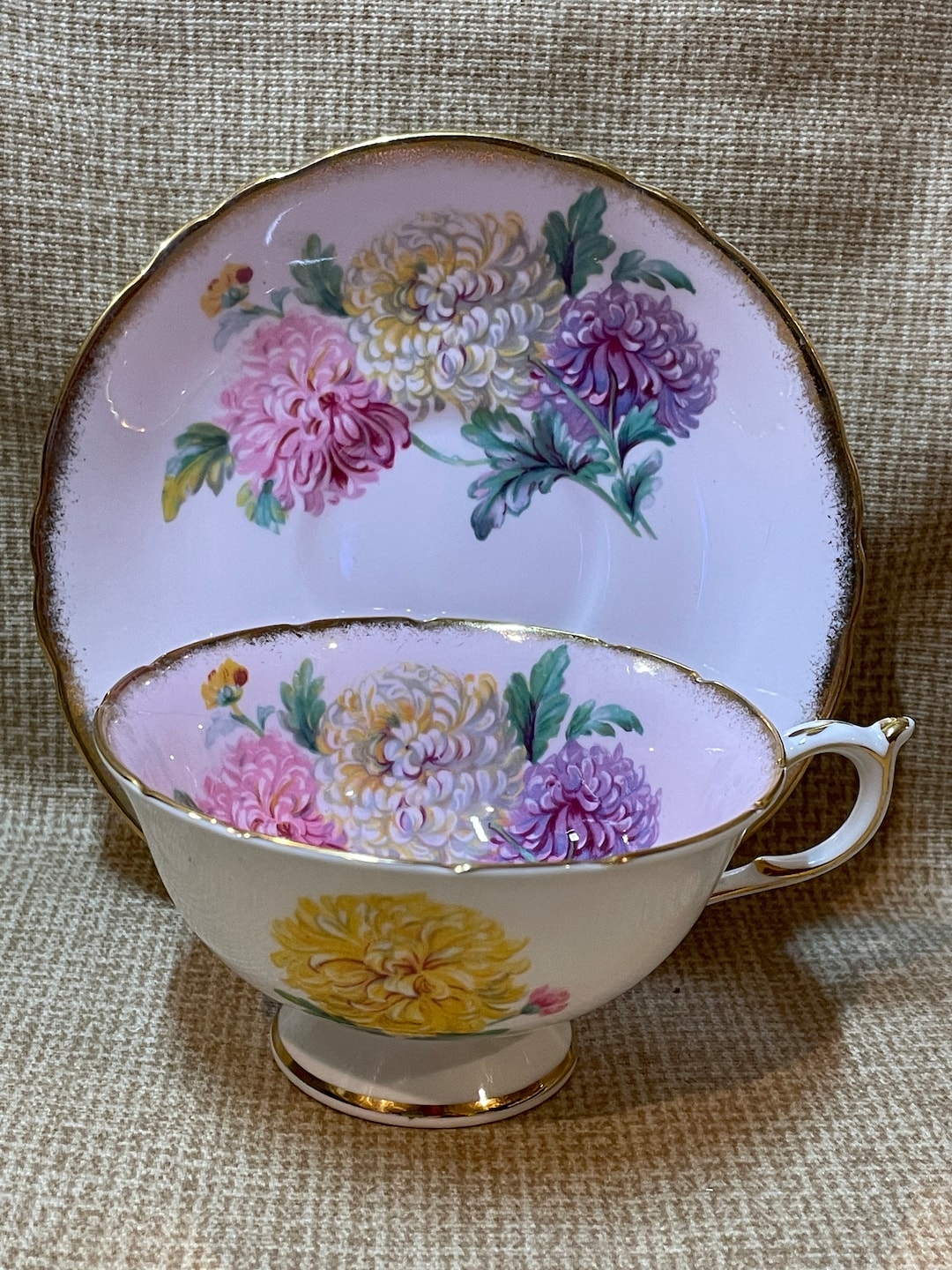 Vintage Paragon Fine Bone China Chrysanthemum Pale Pink Tea Cup and ...