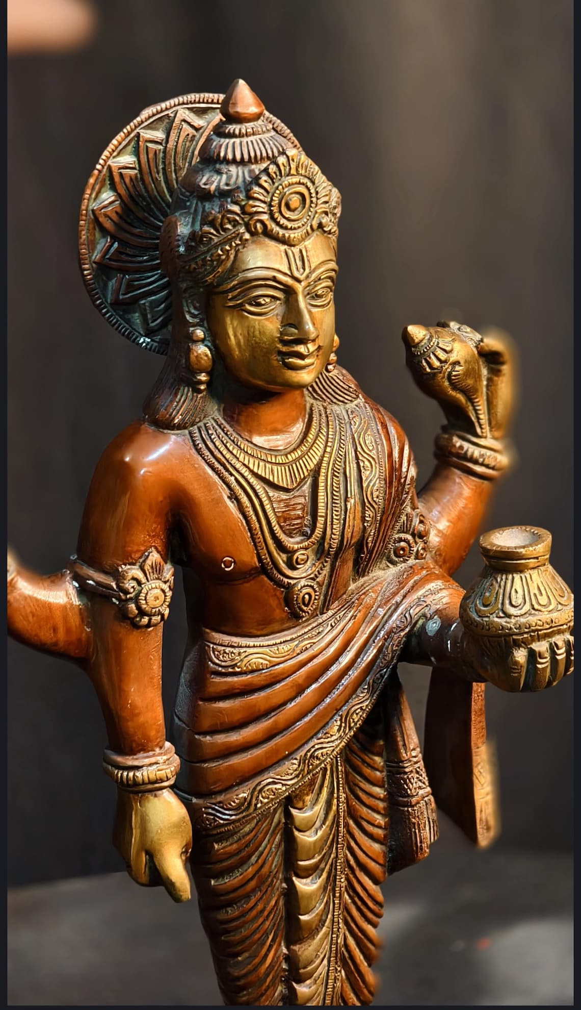 Majestic 15" Brass Dhanvantari Statue - Divine Healer & Ayurvedic Deity ...