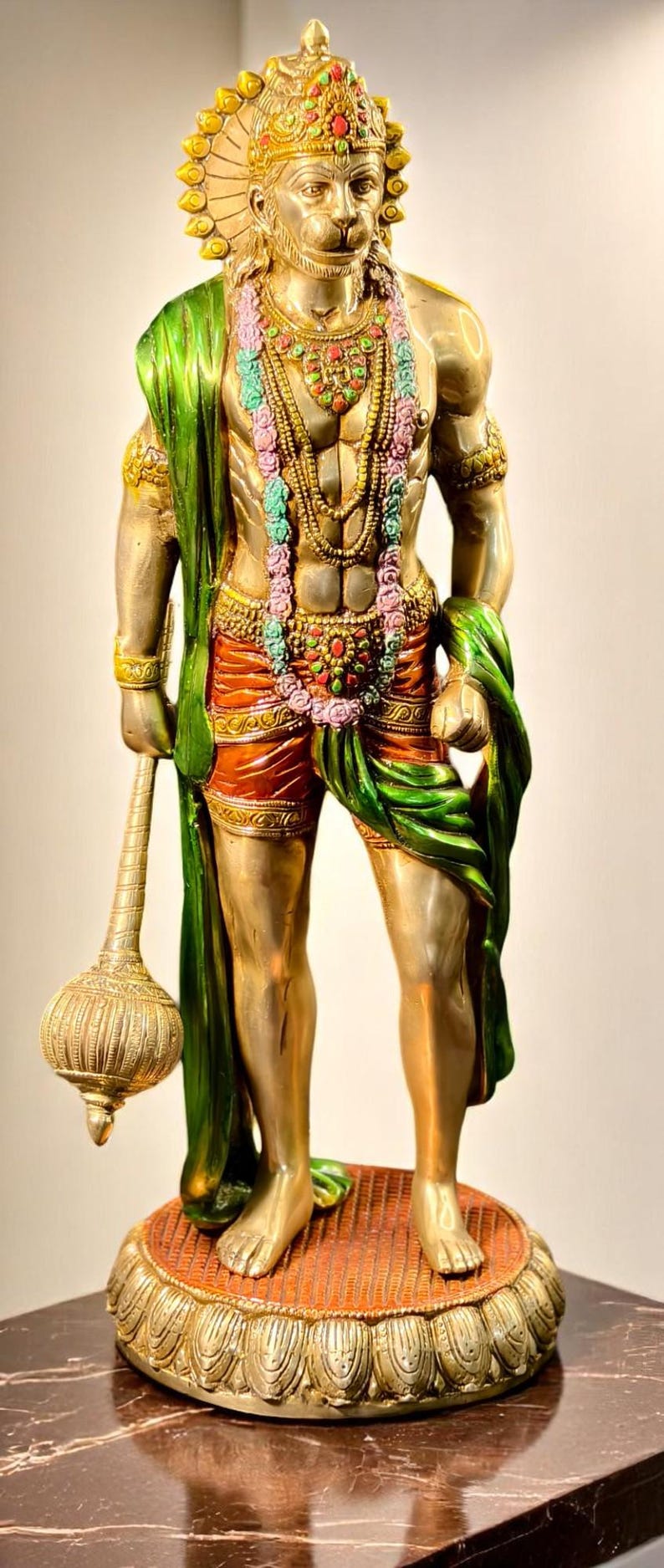 Golden Brass Hanuman Statue: 23" Hindu God Idol for Home Temple - Etsy