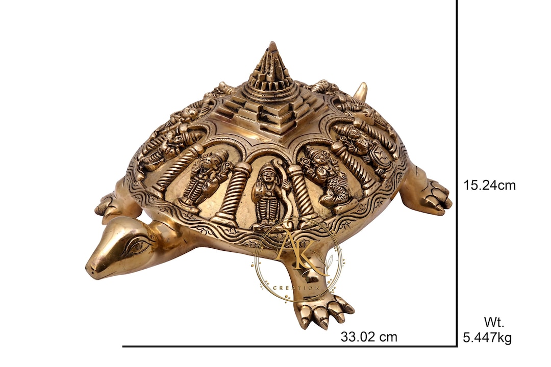 Brass Tortoise With Shree Yantra Showpiece for Good Luck, Brass Turtle ...