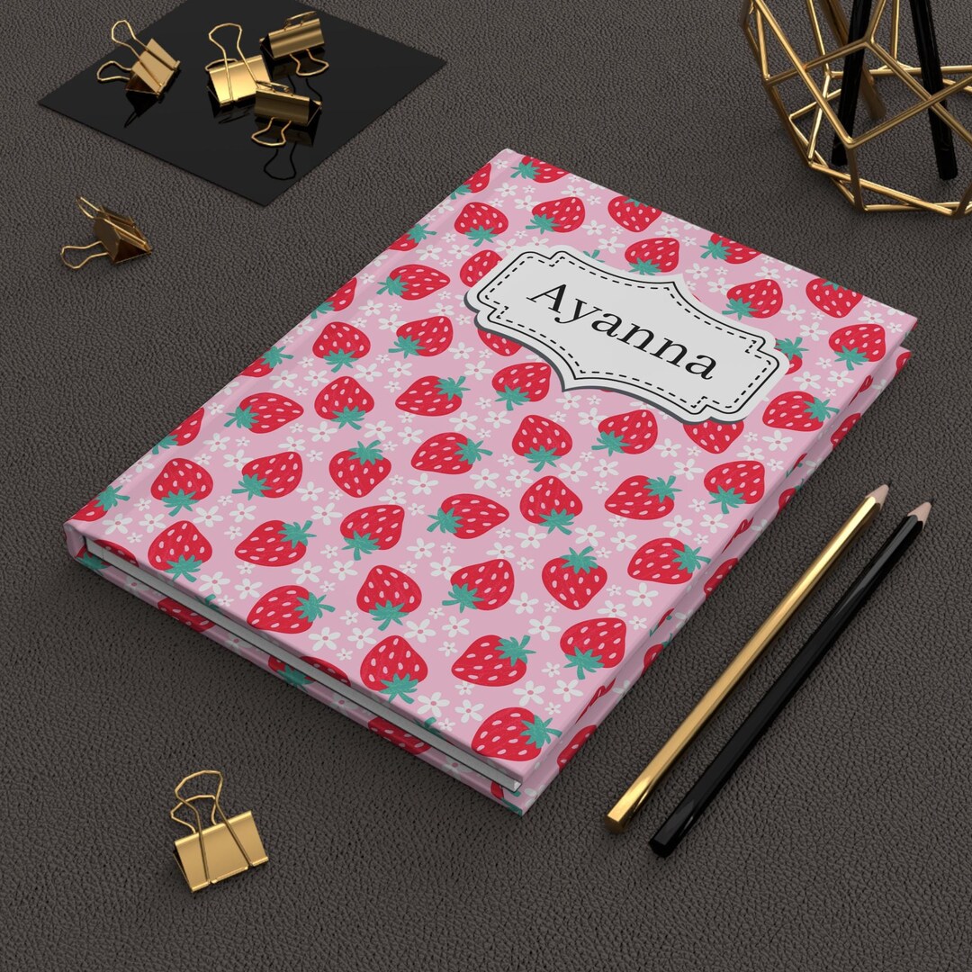 Personalized Strawberry Journal, Hardcover Notebook, Diary, Gift for ...