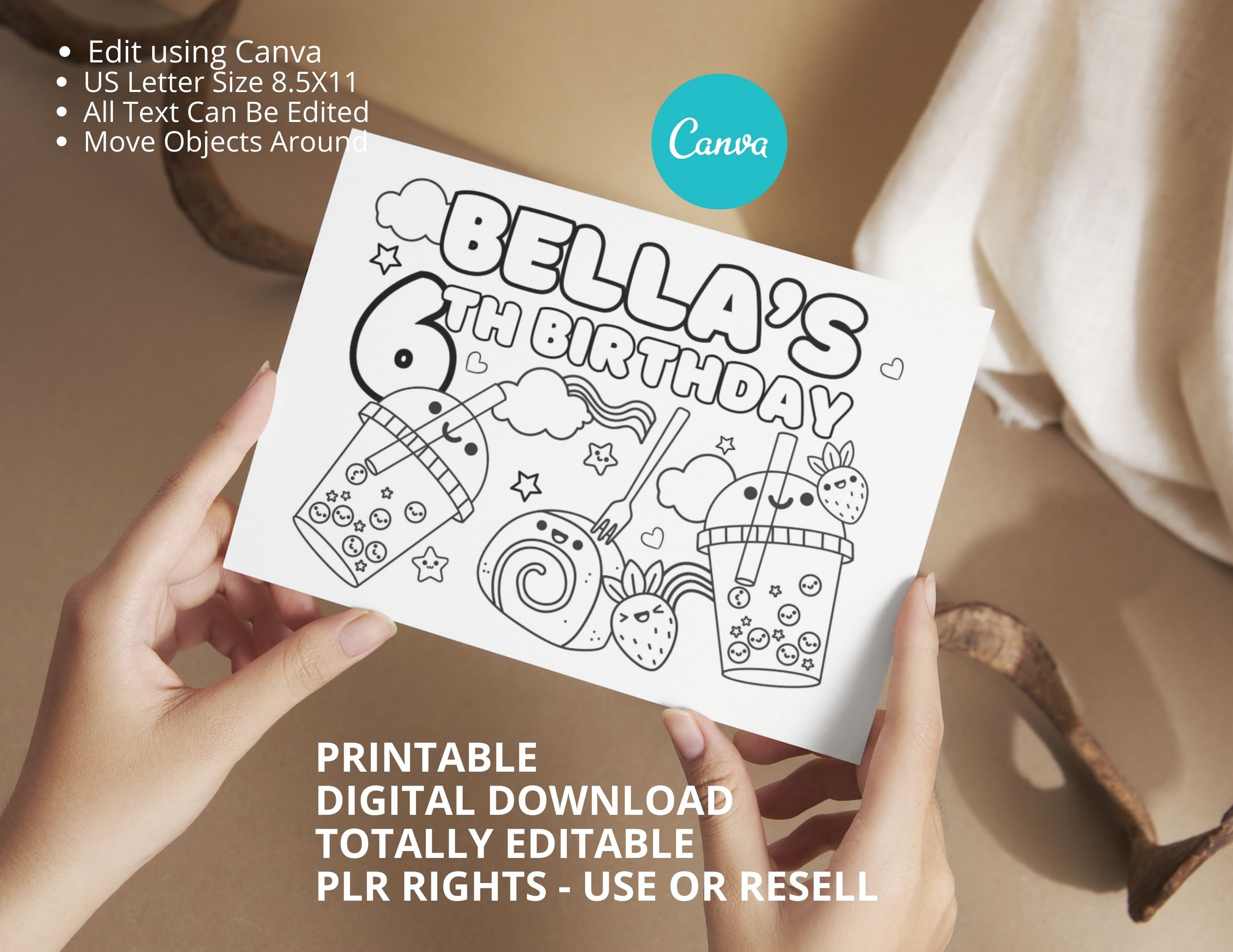 Do It Yourself Editable Canva Template, Kids Personalized Place Mat ...