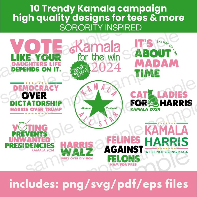 Kamala Harris, Cut Files Shirt Designs, Sorority Inspired, Pink and ...