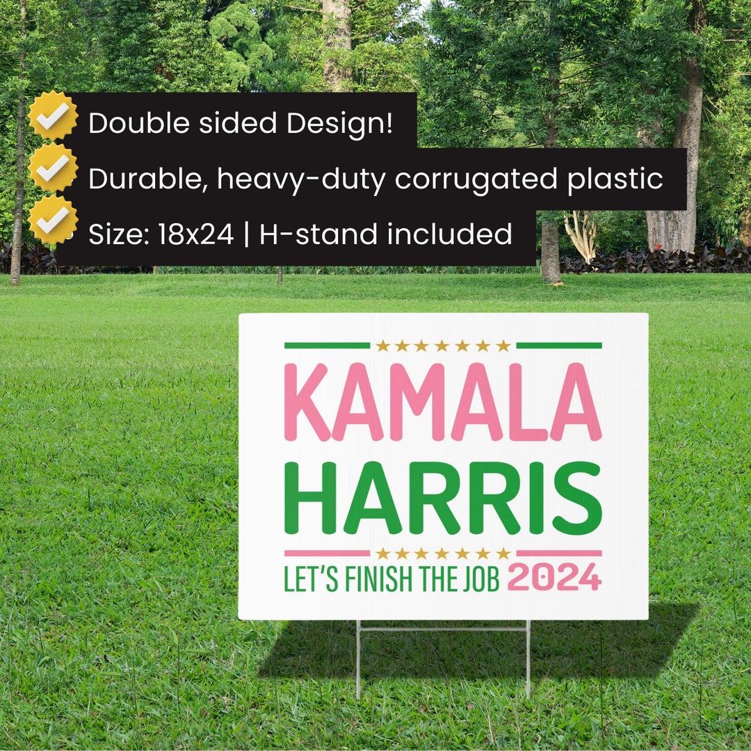 Kamala Harris for President 2024 Pink and Green Sorority Inspired Yard ...