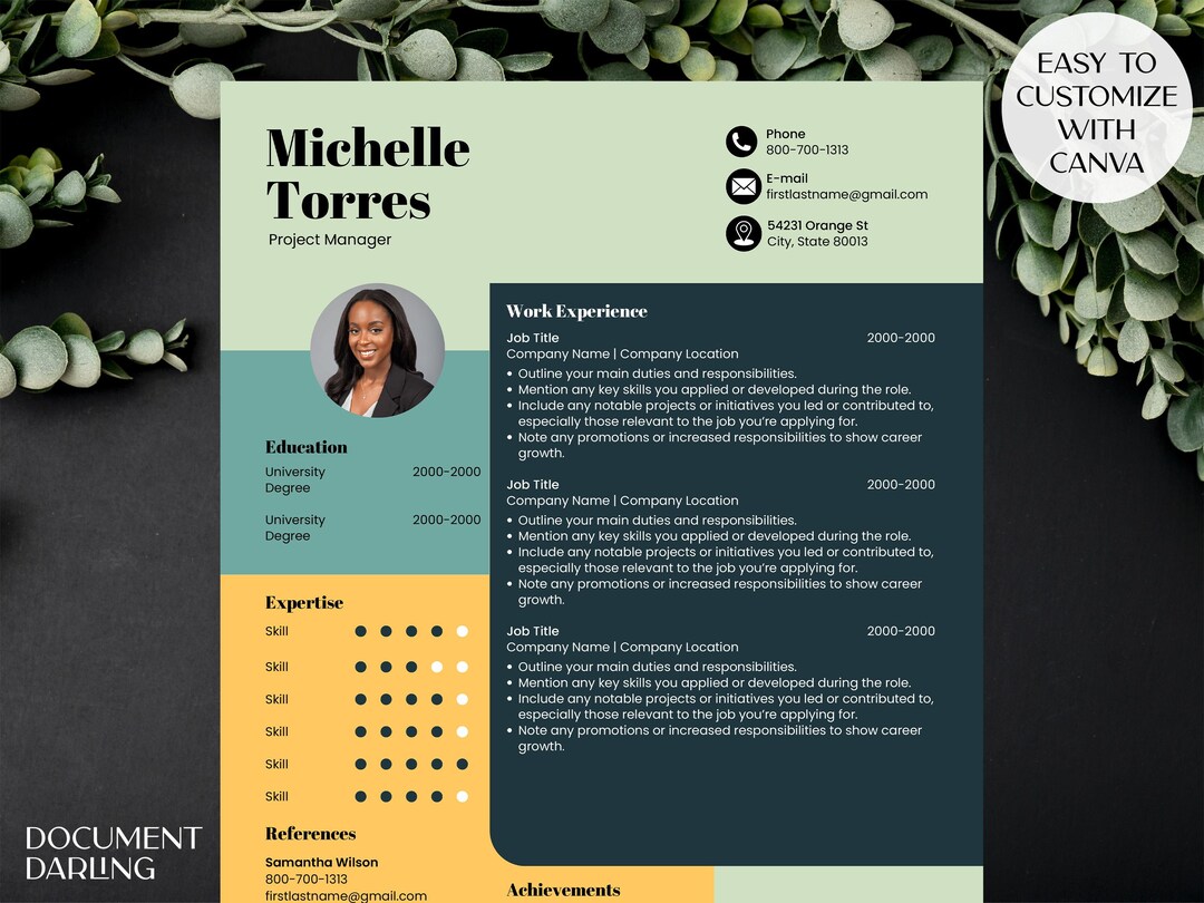 Creative Canva Resume Template | Michelle Torres | Canvas Resume ...