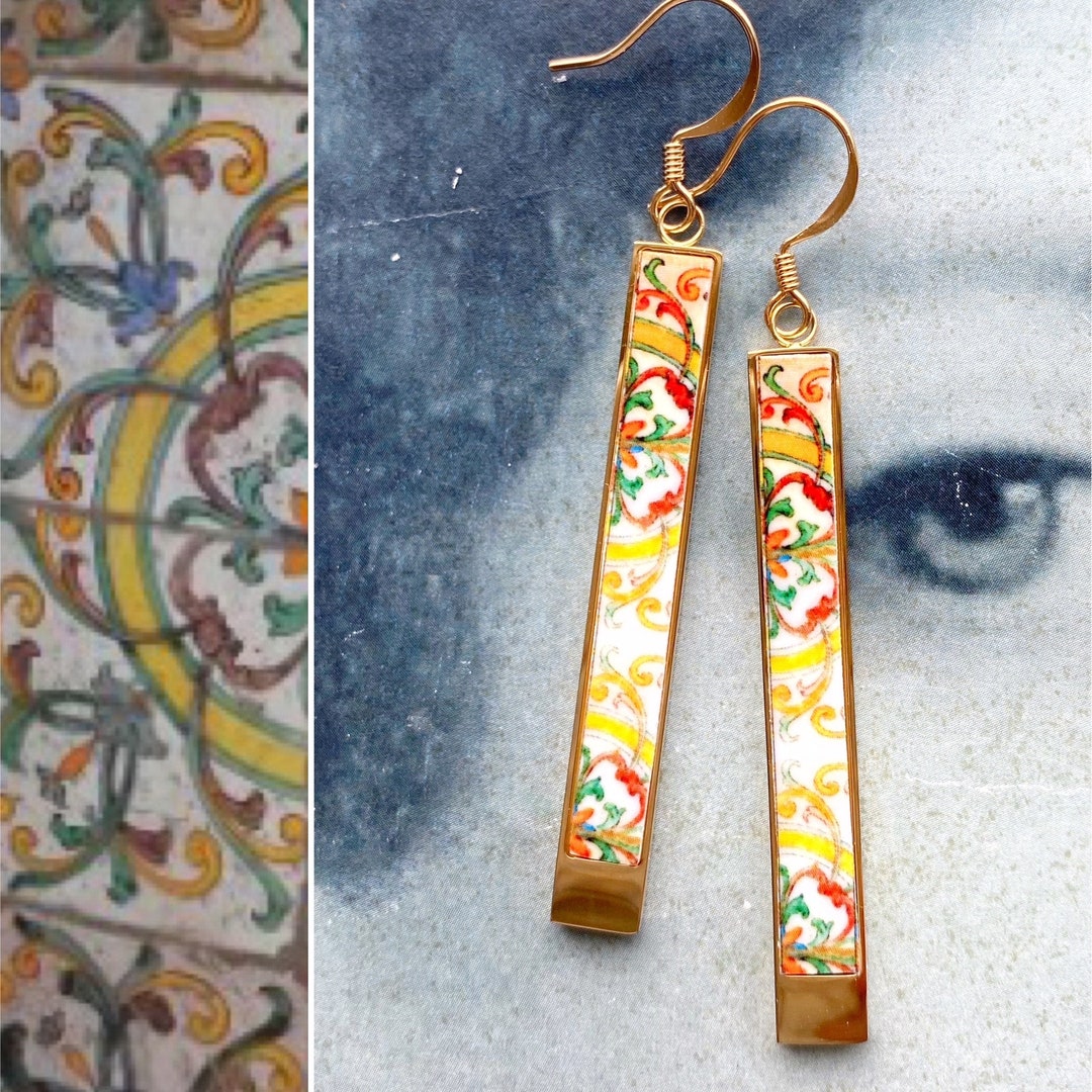 Atrio Hoops Earrings Tile Capri Italy Italian Bar Earrings Church of St ...