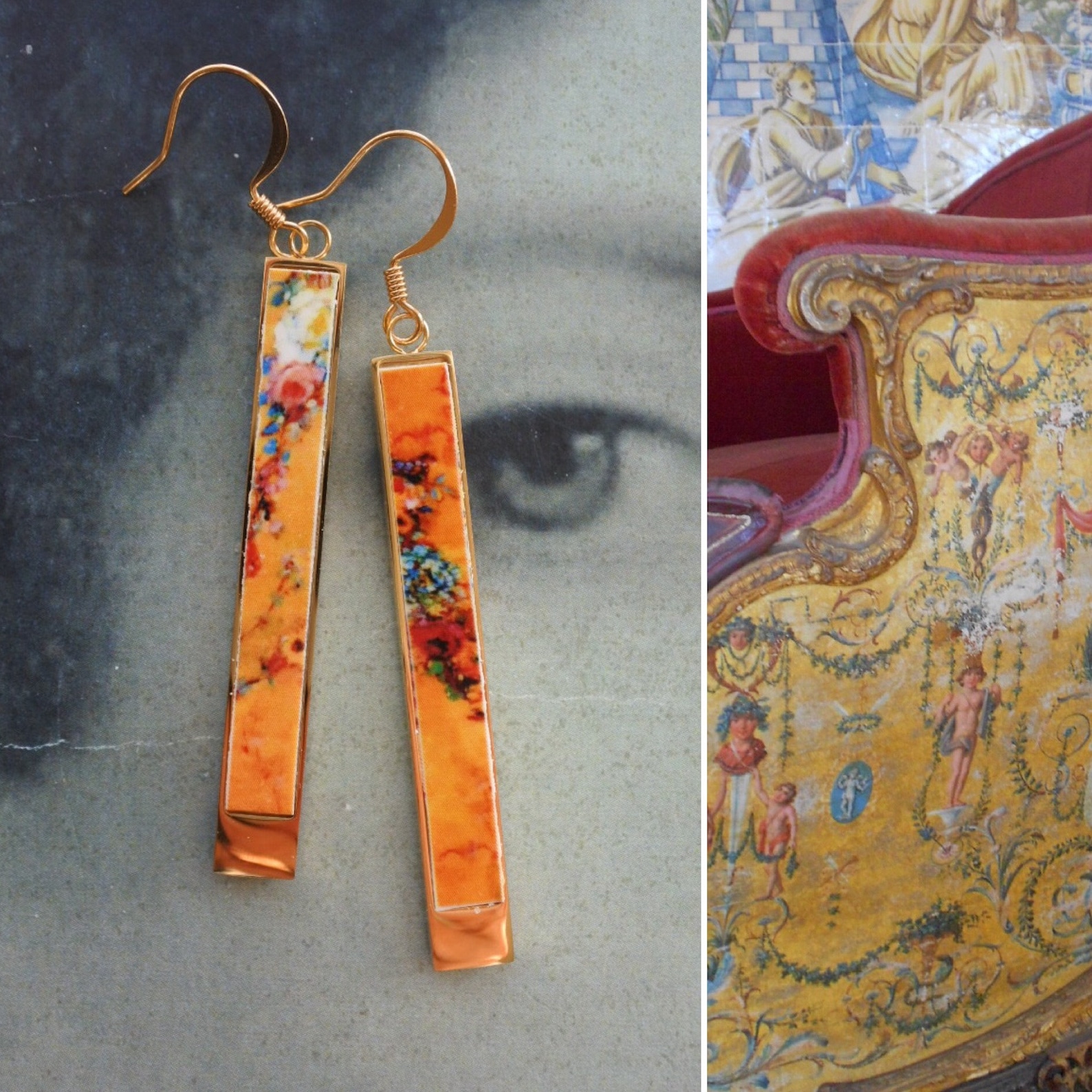 Atrio Earrings Matchstick Bar Frescoes DONA MARIA Queen of Portugal ...