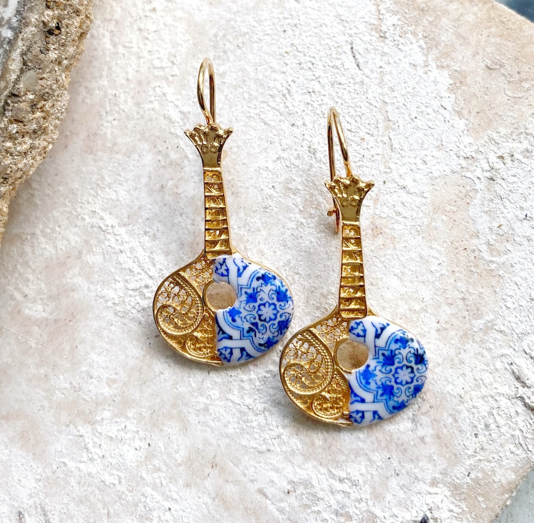 Atrio Earrings Guitar Silver Filigree Portugal Tile Atrio Azulejo ...