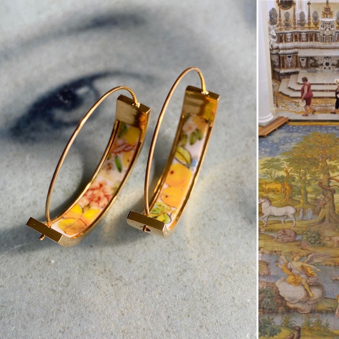 Atrio Hoops Earrings Capri Italy Italian LEMONS Church of St. Michael ...