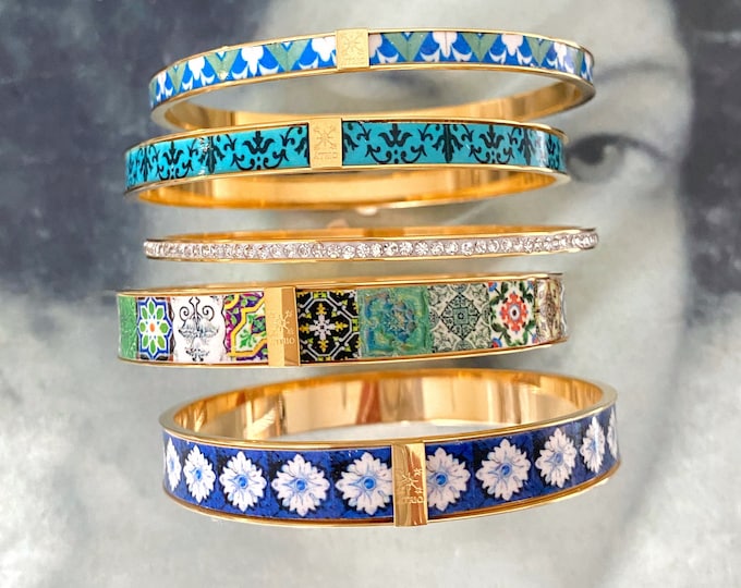Atrio Bangles Bracelets Set Portugal Tile Border GREEN Azulejo - Set of ...
