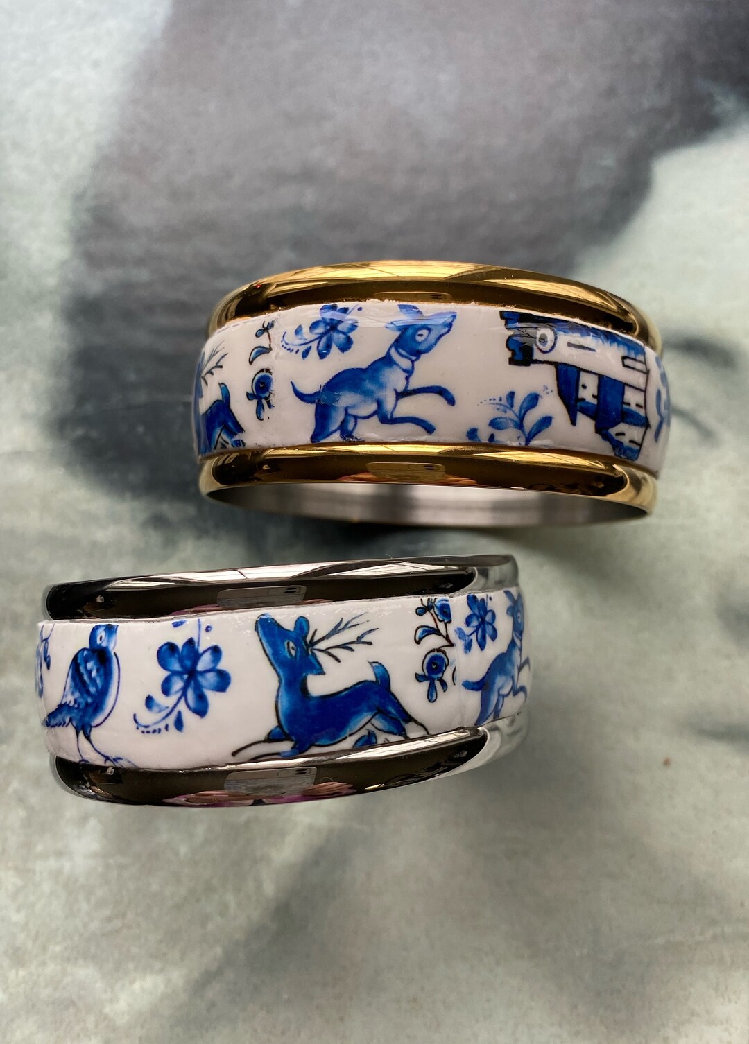 Bangle COIMBRA Portugal BLUE 17th Century Pottery Cuff Bracelet Ceramic ...