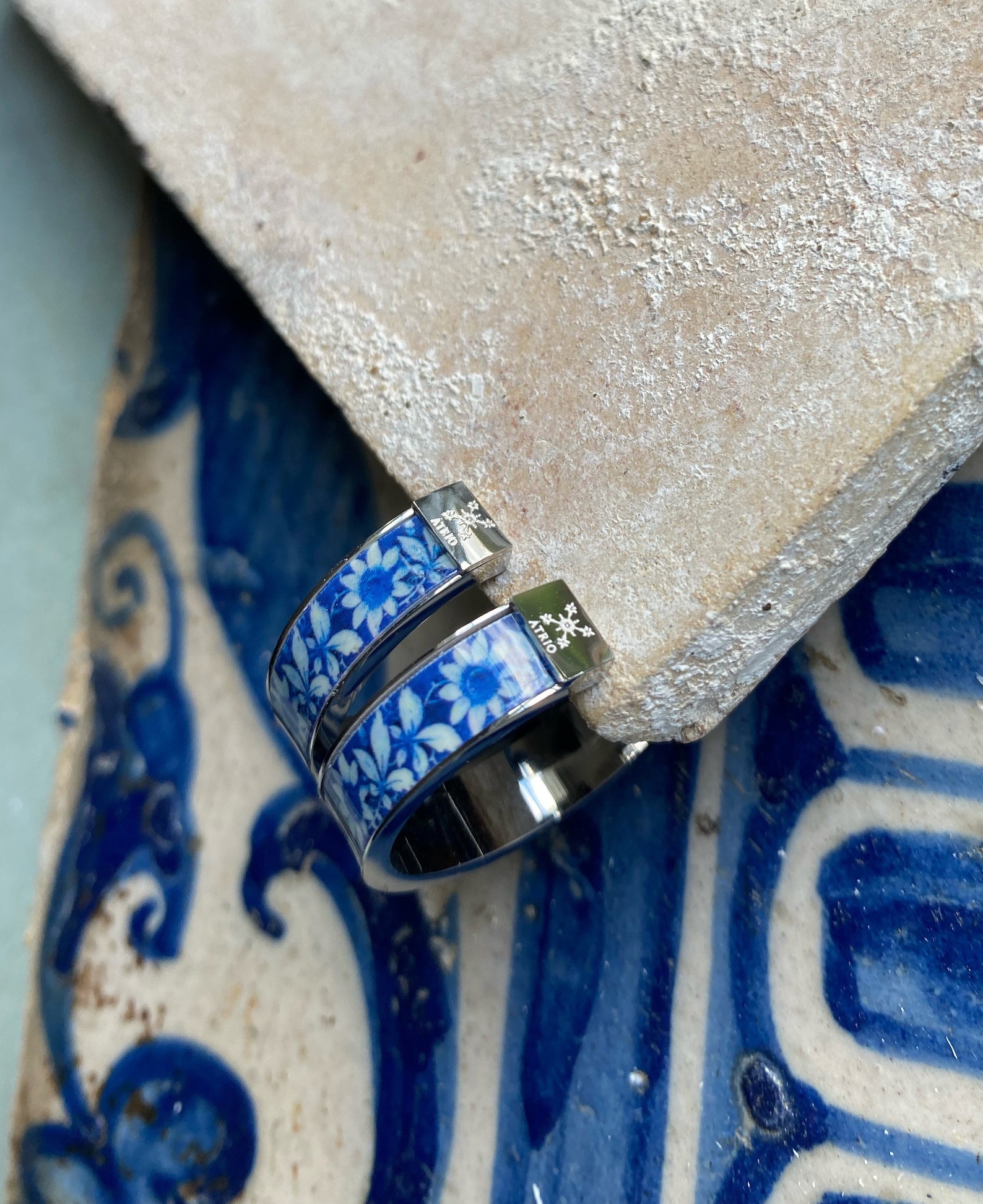 Atrio Hoops Tile Blue Portugal 1 Antique Azulejo Post - Etsy
