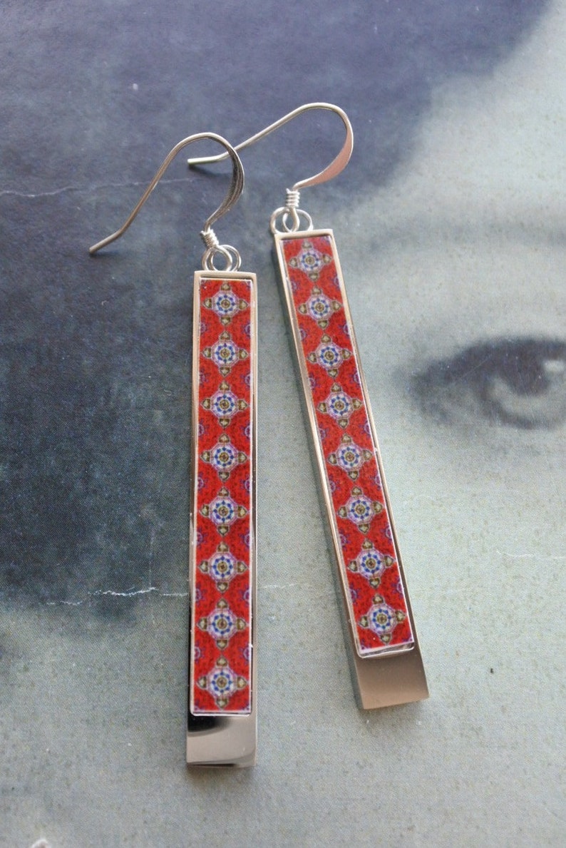 Earrings Red Tile Atrio Matchstick Bar Portugal Azulejos Válega Minimal ...