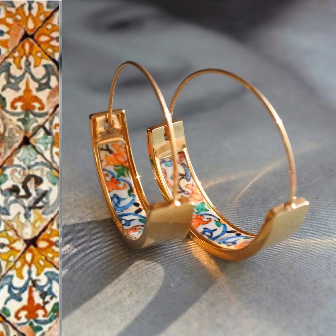 HOOP Tile Earrings by ATRIO Travel Portugal Antique Azulejo Tiles ...