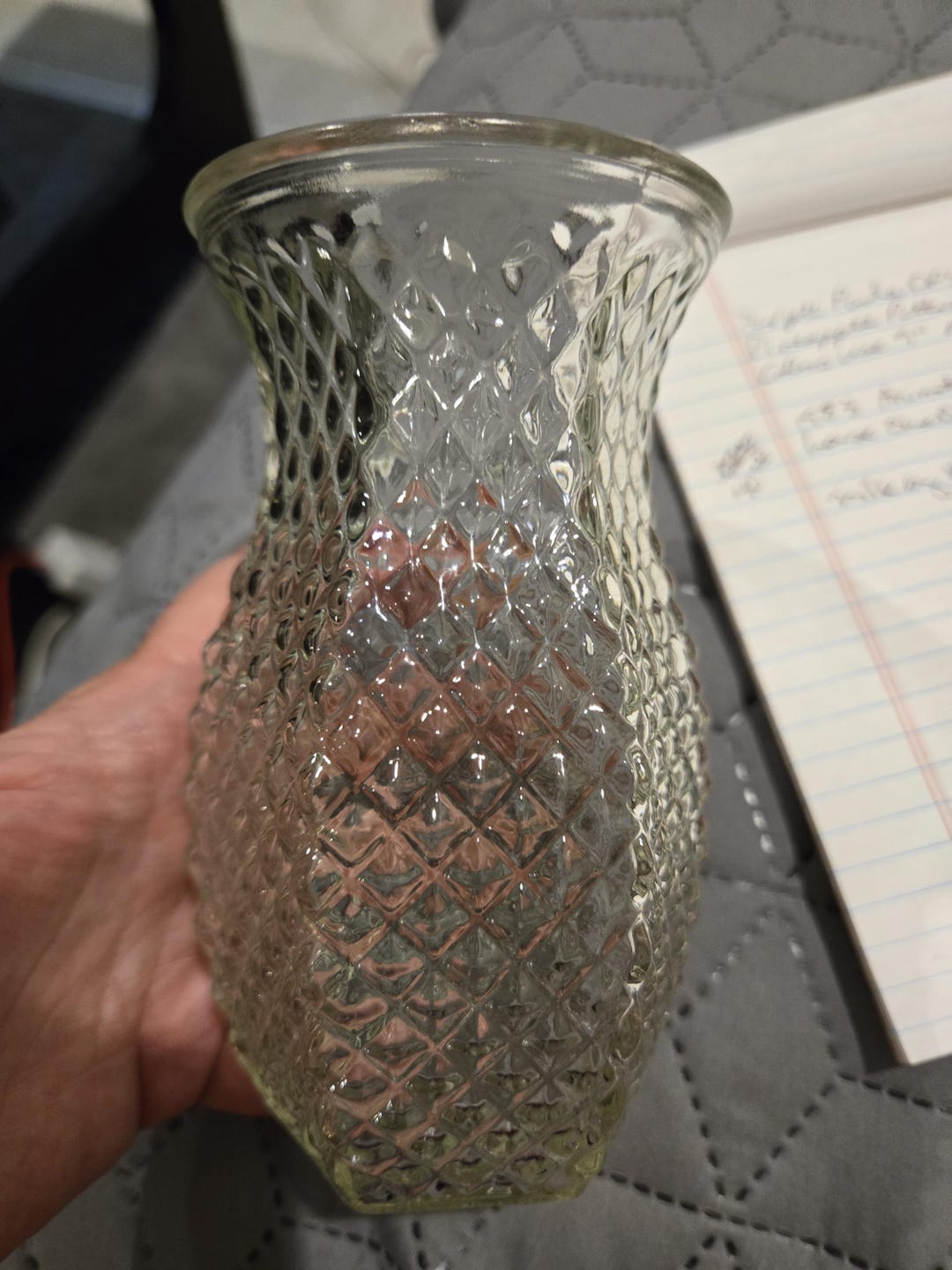 Vintage Mini Hoosier Clear Glass Diamond Pineapple Pattern Vase 4071 - Etsy