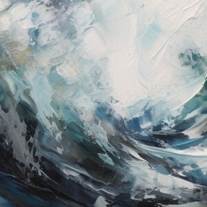 Abstract Blue Ocean Oil Painting on Canvas Original Sea Waves Artwork ...